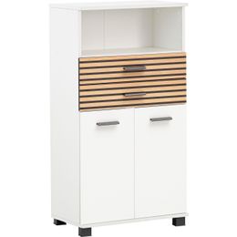 Midischrank Welltime "Katta, Breite 60 cm", wei&szlig; (mattwei&szlig;, akustikprint), B:59,8cm H:110,5cm T:32,6cm, FSC-zertifizierter Holzwerkstoff, Schr&auml;nke, Midischrank, Schubladen mit Akustikprint