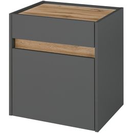 Nachtkommode Home Affaire "CiTY/GiRON, Nachttisch, Nachtschrank, Bestellschrank, Nachtkonsole", schwarz (anthrazit, wotan eiche dekor), B:50cm H:56cm T:40cm, FSC-zertifizierter Holzwerkstoff, Sideboards, Nachtkommode, in zwei Farben erh&auml;ltlich, Stauraumfach und Schublade