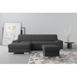 Ecksofa DOMO collection "Anzio L-Form, whlw. Bettfunktion, Federkern, hochwertig, Breite 271 cm", grau (anthratzit), B:271cm H:85cm T:160cm, Sofas, Ecksofa, Mit Bettfunktion, Recamiere links, Feinstruktur, anthratzit
