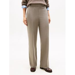 Anzughose Tommy Hilfiger "PUNTO GB STRAIGHT PANT", Damen, Gr. 34, N-Gr, heather taupe, Web, Obermaterial: 68% Polyester, 28% Viskose, 4% Elasthan, meliert, straight fit kn&ouml;chellang, Hosen Anzughose