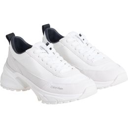 Plateausneaker Calvin Klein Jeans "HIKE RUNNER MG NYLON MIX", Damen, Gr. 41, wei&szlig;, schwarz, Leder, Textil, Schuhe Plateausneaker, Freizeitschuh, Halbschuh, Schn&uuml;rschuh mit Profilsohle