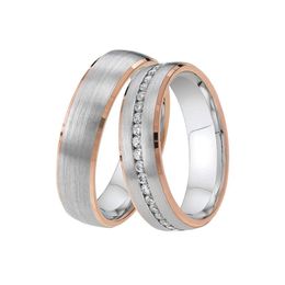 Trauring DOOSTI "Schmuck Geschenk Silber 925 Trauring Ehering Partnerring LIEBE" Gr. 50, rosa (silberfarben, ros&eacute;goldfarben), Fingerringe, Damen, 50, ohne Zirkonia, Silber 925 (Sterlingsilber), 5,5mm, Trauring, Made in Germany - wahlweise mit oder ohne Zirkonia