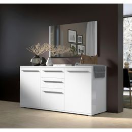 Kommode OTTO HOME "Piano", wei&szlig; (wei&szlig; hochglanz), B:150cm H:84,6cm T:45,2cm, Holzwerkstoff, Sideboards, Kommode, Hochglanz UV lackiert, Soft-Close Funktion