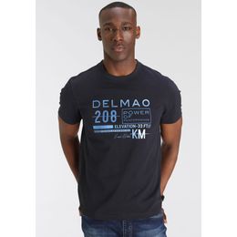 T-Shirt DELMAO, Herren, Gr. L (52/54), blau (dunkelblau), Single Jersey, Obermaterial: 100% Baumwolle, bedruckt, normal, Rundhals, Shirts T-Shirt, Kurzarm, bedruckt, Rundhals, aus 100% Baumwolle, Topseller