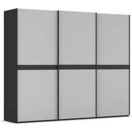 Schwebet&uuml;renschrank Rauch "Kleiderschrank Schrank Garderobe Schlafzimmerschrank SCALE-LINE", grau (schwarz, glas seidengrau matt), B:271cm H:223cm T:68cm, Holzwerkstoff, Schr&auml;nke, Schwebet&uuml;renschrank, edle Optik mit Bauchbinde in Korpusfarbe mit Glasfront MADE IN GERMANY
