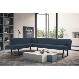Eckbank exxpo - SOFA FASHION "Americano", blau (denim), B:249cm H:83cm T:157cm, Sitzb&auml;nke, Eckbank, mit Keder und Metallf&uuml;&szlig;en, Bezug in verschiedenen Qualit&auml;ten