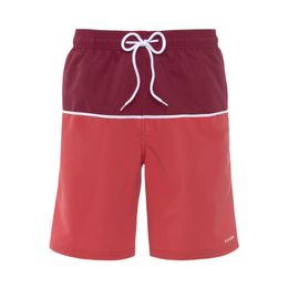 Badeshorts s.Oliver, Herren, Gr. XXL, N-Gr, rot (bordeaux, hummer), Microfaser, Recycling-Polyester, kontrastfarbene Details, Badehosen Badeshorts, mit kontrastfarbigen Details