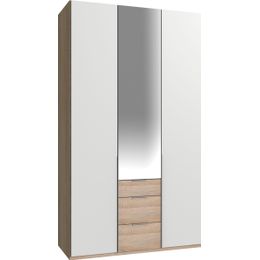 Kleiderschrank wimex "New York", wei&szlig; (struktureichefarben hell,wei&szlig;, spiegel), B:135cm H:236cm T:58cm, Schr&auml;nke, Kleiderschrank, mit Spiegelt&uuml;r
