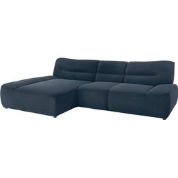 Ecksofa DOMO collection "Cesena moderne Polsterecke mit flachen Armlehnen, L-Form", blau (dunkelblau), B:288cm H:81cm T:175cm, Sofas, Ecksofa, fester Sitzkomfort, frei im Raum stellbar