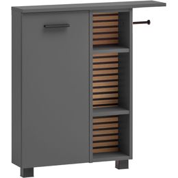 Seitenschrank Welltime "Katta, Breite 70 cm", schwarz (anthrazit, akustikprint), B:70,7cm H:76,8cm T:17cm, FSC-zertifizierter Holzwerkstoff, Schr&auml;nke, Seitenschrank, Regal links oder rechts montierbar