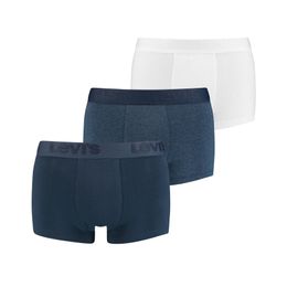Levi's Trunk LEVI'S "LEVIS MEN PREMIUM TRUNK 3P", Herren, Gr. L, blau (blau combo), Obermaterial: 95% Baumwolle, 5% Elasthan, Unterhosen Trunk, mit breitem Logobund
