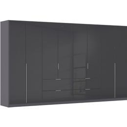 Dreht&uuml;renschrank OTTO HOME "Kleiderschrank Kleiderschr&auml;nke Schrank Garderobe AGORDO mit Glasfront", graumetallic, glas basalt, B:360cm H:229cm T:54cm, Holzwerkstoff, Schr&auml;nke, Dreht&uuml;renschrank, mit Au&szlig;enschubk&auml;sten, in 7 Breiten und 2 H&ouml;hen MADE IN GERMANY