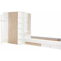 Jugendzimmer-Set wimex "Joker Kleiderschrank mit Garderobe, Bett und Stauraumschubladen", wei&szlig; (wei&szlig;, struktureichefarben hell), Schlafzimmerm&ouml;bel-Sets, Jugendzimmer-Set