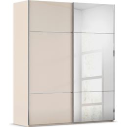 Schwebet&uuml;renschrank Rauch "Kleiderschrank Schrank Garderobe Schlafzimmerschrank SCALE-TRIO", beige (champagner, glas champagner, griffleisten chrom), B:181cm H:223cm T:67cm, Holzwerkstoff, Schr&auml;nke, Schwebet&uuml;renschrank, edle dreigeteilte Front mit 2 Zierleisten Spiegel/Glas MADE IN GERMANY