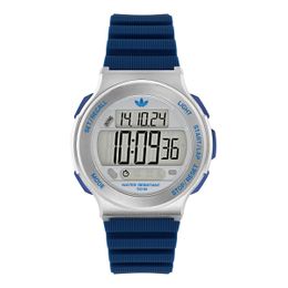 Chronograph adidas originals "EXPRESSION THREE DIGITAL", blau, Armbanduhren, Damen, Chronograph, Quarzuhr, Armbanduhr, Herrenuhr, Damenuhr,Silikonarmband,Stoppfunktion