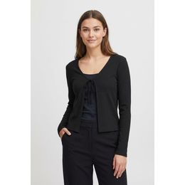 Strickjacke Pieces "PCKITTE LS TIE CARDIGAN JRS NOOS BC", Damen, Gr. S, schwarz, Strick, Obermaterial: 95% Baumwolle, 5% Elasthan, unifarben, figurbetont normal, V-Ausschnitt, Strickjacken Strickjacke, mit Bindeband