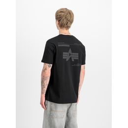Rundhalsshirt Alpha Industries "Label T BP", Herren, Gr. M, schwarz, schwarz, Single Jersey, Obermaterial: 100% Baumwolle, bedruckt, regular fit normal, Rundhals, Shirts Rundhalsshirt