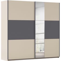 Schwebet&uuml;renschrank Rauch "Kleiderschrank Schrank Garderobe Schlafzimmerschrank SAJO", beige (champagner, graumetallic), B:218cm H:210cm T:59cm, Holzwerkstoff, Schr&auml;nke, Schwebet&uuml;renschrank, in 2 Breiten (218, 261 cm) optional mit Spiegel MADE IN GERMANY