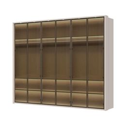 Dreht&uuml;renschrank OTTO HOME "Opera Parsol-Glast&uuml;ren, LED-Glasbodenbeleuchtung, mit und ohne Kranz", cashmere, B:277cm H:226cm T:60cm, FSC-zertifizierter Holzwerkstoff, Glas, Schr&auml;nke, Dreht&uuml;renschrank, Glast&uuml;ren, UV-Lack, LED-Innenbeleuchtung, Soft-Close-Funktion