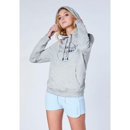 Kapuzensweatshirt Chiemsee, Damen, Gr. XS (34), medium grau, metallic, 90% Baumwolle, 10% Viskose, Sweatshirts Kapuzensweatshirt