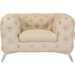 Chesterfield-Sessel Home Affaire "Glynis Sessel", beige (creme), B:125cm H:75cm T:97cm, Struktur (100% Polyester);Samtoptik (100% Polyester), Sessel, Chesterfield-Sessel, aufw&auml;ndige Knopfheftung, moderne Chesterfield Optik, Fu&szlig;farbe w&auml;hlbar