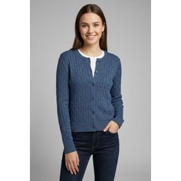 V&eacute;ro Moda Strickjacke VERO MODA "VMFANTASTIC LS O-NECK CABLE CARDIGAN", Damen, Gr. M, schwarz denim, Strick, Obermaterial: 84% Polyester, 16% Viskose, unifarben, regular fit normal, Rundhals, Strickjacken Strickjacke