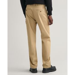Chinohose Gant "REGULAR TWILL CHINOS", Herren, Gr. 36, L&auml;nge 32, gr&uuml;n (schwarz khaki), Twill, Obermaterial: 98% Baumwolle, 2% Elasthan, unifarben, regular fit kn&ouml;chellang, Hosen Chinohose, Regumit gef&uuml;tterten Seitentaschen