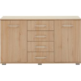 Kombikommode Priess "Lindau", braun (edelbuchefarben), B:123cm H:71cm T:38cm, Holzwerkstoff, Sideboards, Kombikommode
