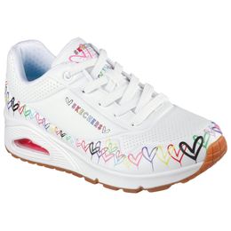Sneaker Skechers "UNO", Damen, Gr. 36, bunt (wei&szlig; bunt), Lederimitat, bedruckt, Schuhe Sneaker, Keilsneaker, Plateausneaker mit bedruckter Sohle
