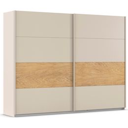 Schwebet&uuml;renschrank Rauch "Kleiderschrank Schrank Garderobe Schlafzimmerschrank MALVA", beige (champagner), B:271cm H:210cm T:62cm, Holzwerkstoff, Schr&auml;nke, Schwebet&uuml;renschrank, Bauchbinde abgesetzt in geb&uuml;rstetem Eiche Furnier MADE IN GERMANY