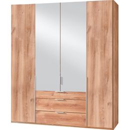 Kleiderschrank wimex "New York", braun (plankeneichefarben, spiegel), B:180cm H:236cm T:58cm, Schr&auml;nke, Kleiderschrank, mit Spiegelt&uuml;r