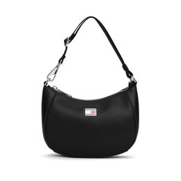 Schultertasche Tommy Jeans "TJW DAILY ELEVATED SHOULDER BAG", Damen, Gr. B/H/T: 20cm x 13,5cm x 6cm, schwarz, Lederimitat, Taschen Schultertasche, Damen Tragetasche mit verl&auml;ngerbarem Trageriemen