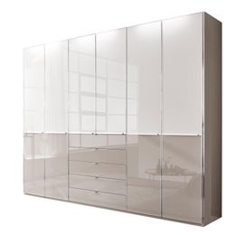 Kleiderschrank Wiemann "Shanghai, Dreht&uuml;renschrank, Schrank mit 2-farbiger Glasfront", wei&szlig; (wei&szlig;, kieselgrau), B:300cm H:236cm T:58cm, Glas, Kunststoff, Metall, Schr&auml;nke, Kleiderschrank, mit hochwertiger Glasfront, Schubk&auml;sten und T&uuml;ren inkl. D&auml;mpfung