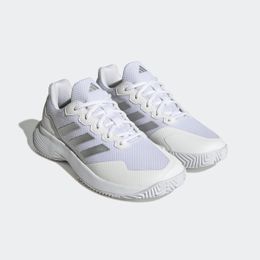 Tennisschuh adidas Performance "GAMECOURT 2.0", Damen, Gr. 41, wei&szlig; (cloud wei&szlig;, silber metallic, cloud wei&szlig;), Synthetik, Textil, Schuhe Tennisschuh, geeignet f&uuml;r Hartplatz und Sandplatz