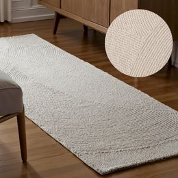 Wollteppich Hanse Home "Eleni", beige (natur wei&szlig;), B:80cm H:18mm L:300cm, Wolle, Teppiche, Wollteppich, Handgetuftet, Wolle, Natur, Wohnzimmer, Schlafzimmer, Skandi, Hygge