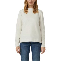 Sweatshirt s.Oliver, Damen, Gr. 42, beige melange, Web, Obermaterial: 50% Baumwolle, 50% Polyester, unifarben, normal h&uuml;ftbedeckend, Rundhals, Sweatshirts Sweatshirt, mit kleinem Stehkragen/Turtleneck