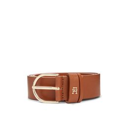 Lederg&uuml;rtel Tommy Hilfiger "ESSENTIAL EFFORTLESS 3,5 cm breit", Damen, Gr. 90, cognac, Rindsleder, G&uuml;rtel Lederg&uuml;rtel, Dameng&uuml;rtel, 3,5 cm breit, casual und Jeans, ovale Einfachdornschlie&szlig;e