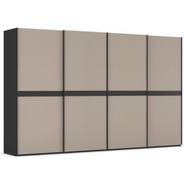 Schwebet&uuml;renschrank Rauch "Kleiderschrank Schrank Garderobe Schlafzimmerschrank SCALE-LINE", beige (schwarz, glas fango matt), B:360cm H:223cm T:68cm, Holzwerkstoff, Schr&auml;nke, Schwebet&uuml;renschrank, edle Optik mit Bauchbinde in Korpusfarbe mit Glasfront MADE IN GERMANY