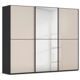 Schwebet&uuml;renschrank Rauch "Kleiderschrank Schrank Garderobe Schlafzimmerschrank SCALE-DUO", beige (schwarz, glas champagner, griffleisten schwarz), B:271cm H:223cm T:68cm, Holzwerkstoff, Schr&auml;nke, Schwebet&uuml;renschrank, edle zweigeteilte T&uuml;ren Spiegel/Glas-Mix 3 Zierleisten MADE IN GERMANY