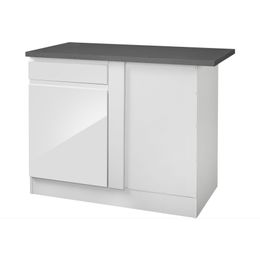 Eckunterschrank KOCHSTATION "KS-Virginia", wei&szlig; (wei&szlig; hochglanz, anthrazit), B:110cm H:85cm T:60cm, Holzwerkstoff, MDF, Schr&auml;nke, Eckunterschrank, praktischer Stauraum in der Ecke