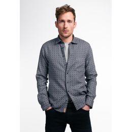 Langarmhemd Eterna "SLIM FIT", Herren, Gr. XL, US-Gr&ouml;&szlig;en, blau, Flanell, 85% Baumwolle, 15% Lyocell, schmal, Manschette, Hemden Langarmhemd, EASY IRON (b&uuml;gelleicht)