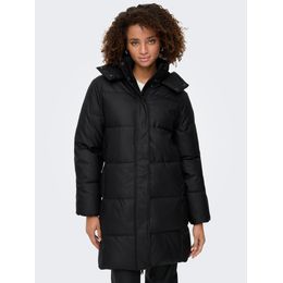 Steppmantel Only "ONLAGNES COATED PUFFER COAT OTW", Damen, Gr. S, schwarz, Steppware, Obermaterial: 100% Polyester, unifarben, ca. Mitte Oberschenkel, M&auml;ntel Steppmantel