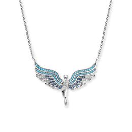 Kette mit Anh&auml;nger Engelsrufer "Flyangel Engel", silber (silberfarben, kristallwei&szlig;, aquablau, blau, hellblau), Halsketten, Damen, Silber 925 (Sterlingsilber), L: 44 B: 1,33mm, Kette mit Anh&auml;nger, Made in Germany - mit Zirkonia (synth.), B:1,33mm