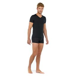 V-Shirt HOM "Tencel soft", Herren, Gr. XL, schwarz, Single Jersey, Obermaterial: 97% Lyocell, 3% Elasthan, figurbetont h&uuml;ftbedeckend, V-Ausschnitt, Shirts V-Shirt, Kurzarm, weich, elastisch