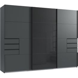 Schwebet&uuml;renschrank wimex "Tilburg", schwarz (grafit, durchg&auml;ngige t&uuml;rfront glas schwarz, &acirc;bsetzung grafit), B:270cm H:208cm T:65cm, Holzwerkstoff, Schr&auml;nke, Schwebet&uuml;renschrank, mit Glaselementen