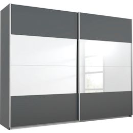 Schwebet&uuml;renschrank Rauch "Quadra", grau (grau metallic, spiegel), B:271cm H:210cm T:62cm, Holzwerkstoff, Schr&auml;nke, Schwebet&uuml;renschrank, mit Spiegelelementen