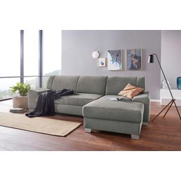 Ecksofa DOMO collection "Anzio L-Form, whlw. Bettfunktion, Federkern, hochwertig, Breite 271 cm", grau (steel, grau), B:271cm H:85cm T:160cm, Sofas, Ecksofa, Ohne Bettfunktion, Recamiere rechts, Struktur fein, steel-grau