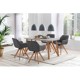 Essgruppe Salesfever "V&auml;xj&ouml; - Elegant gestaltete Sitzgruppe", grau, Sitzm&ouml;bel-Sets, Essgruppe, bestehend aus 4 modernen Polsterst&uuml;hlen und einem 180 cm breiten Tisch