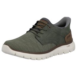 Slip-On Sneaker Rieker, Herren, Gr. 46, gr&uuml;n (khaki, braun), Nubuklederimitat, Textil, meliert, Schuhe Slip-On Sneaker, Freizeitschuh, Halbschuh, Schlupfschuh, gepolsterter Fersenabschluss, Topseller