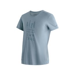 T-Shirt Maier Sports "Balsarea M", Herren, Gr. 56, blau (rauchblau), 60% Baumwolle; 40% Polyester (recycelt), Rundhals, Shirts T-Shirt, Herren Funktionsshirt, Freizeitshirt mit Aufdruck, Regular Fit